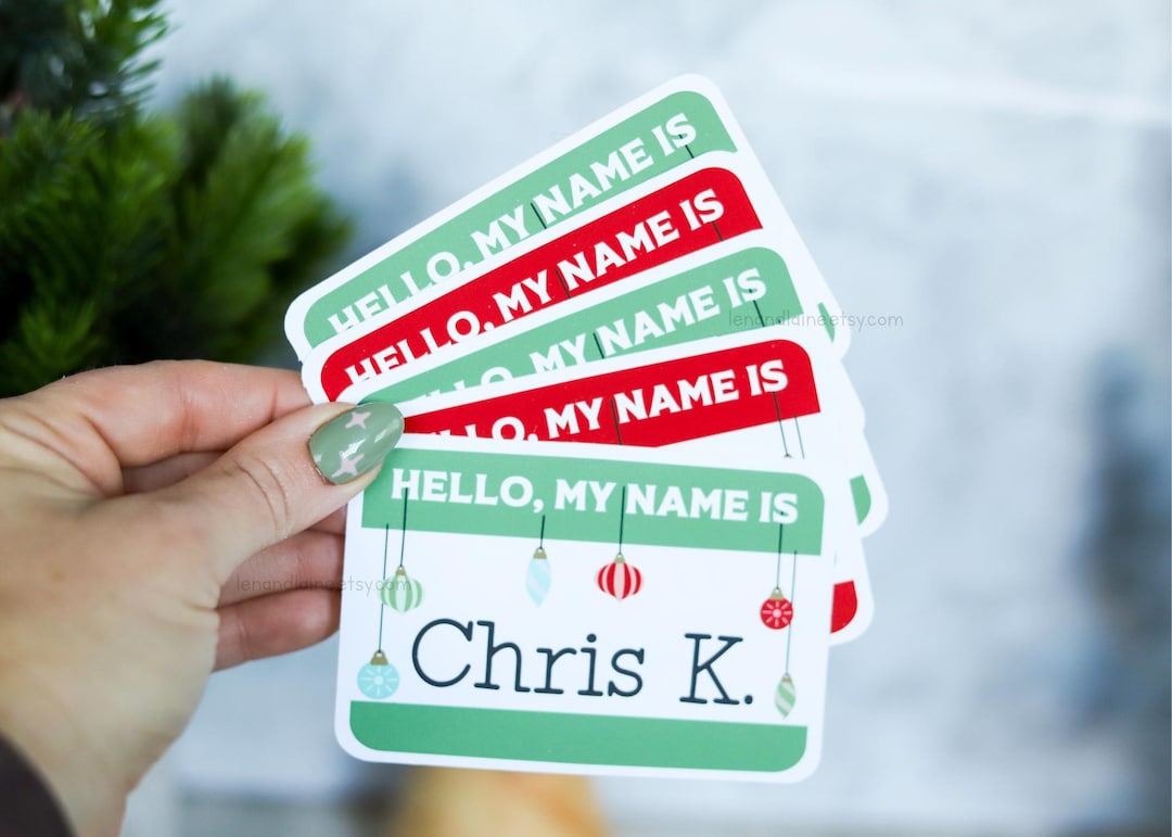 Holiday Party Name Tag Stickers - Etsy