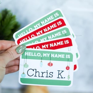 Holiday Party Name Tag Stickers - Etsy