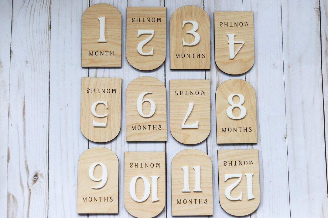 Modern Arch Baby Monthly Milestone Markers | Monthly Numbers - Etsy