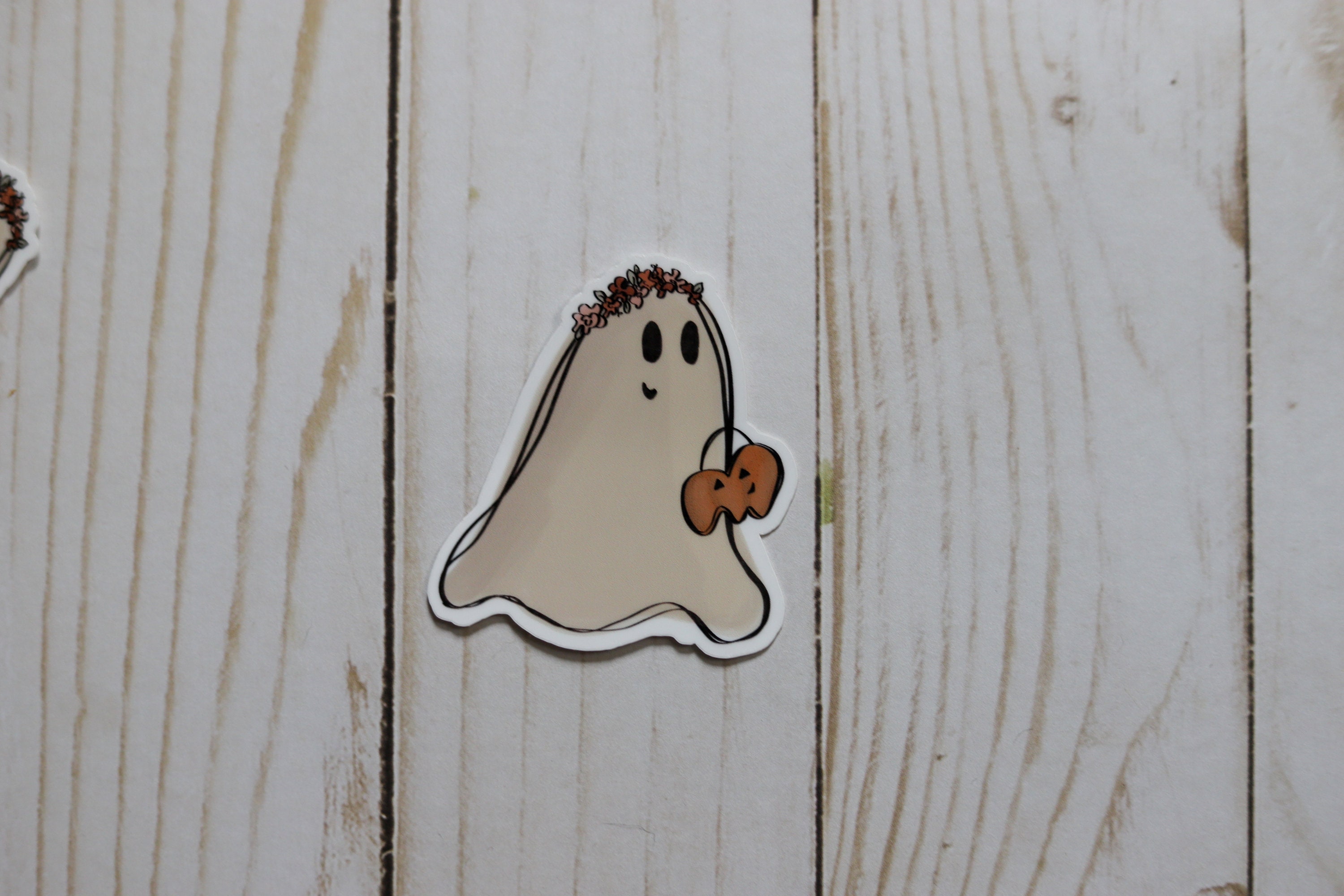 Boho Ghost Sticker trick or Treat Sticker Halloween Sticker | Etsy