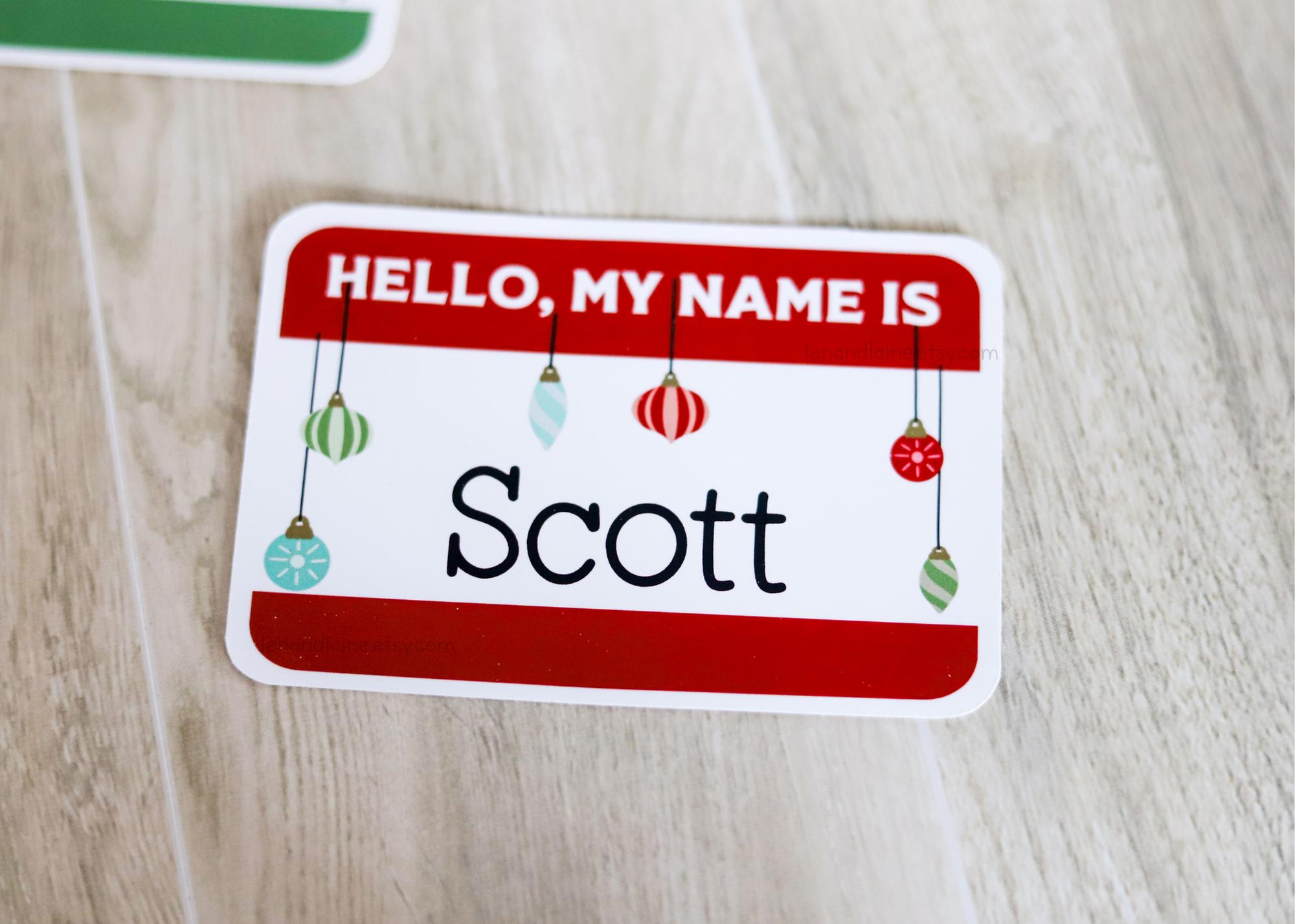 Holiday Party Name Tag Stickers - Etsy