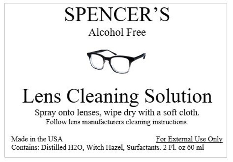 Eye Glass Cleaner. Alcohol Free 2.0 Fl. Oz. 60 Ml - Etsy