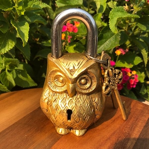 Cute and Secure Owl Shaped Brass Lock Brass Padlock Metal Safety Lock ...