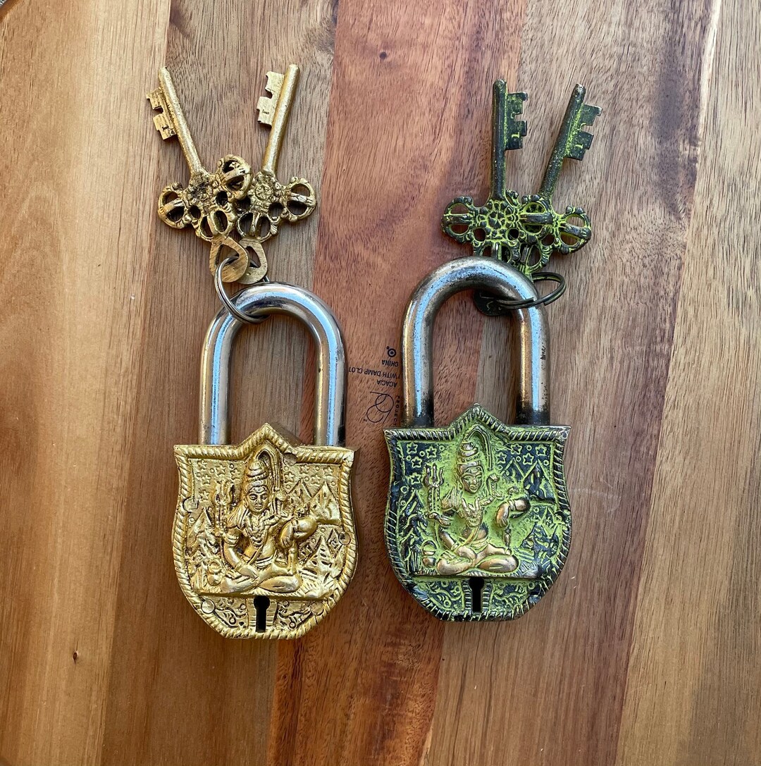 Gorgeous Small Lords Shiva Antique Vintage Looking Padlock Gate Lock ...