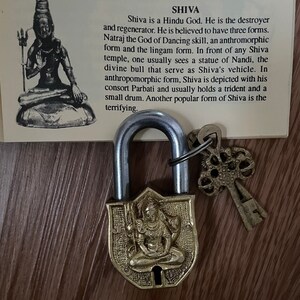 Gorgeous Small Lords Shiva Antique Vintage Looking Padlock Gate Lock ...