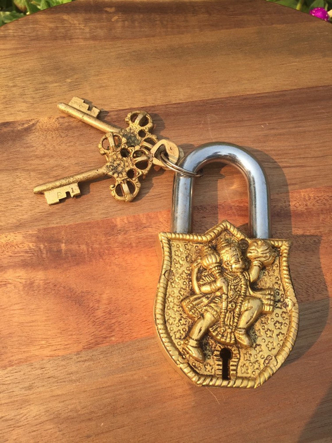 Handmade Hindu Padlock: Vintage Style Shiva, Parvati, Hanuman Lock With ...