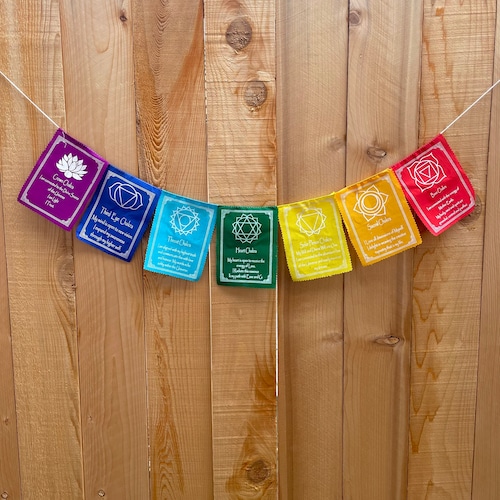 Large Seven Chakra Prayer Flags | Etsy