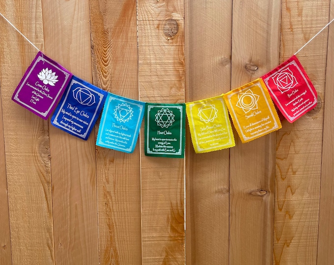 Gorgeous Seven CHAKRA Prayer Flag Tibetan Flags Nepal Prayer Flag Home ...