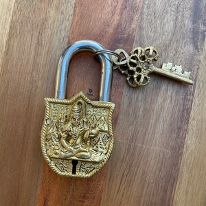 Gorgeous Small Lords Shiva Antique Vintage Looking Padlock Gate Lock ...