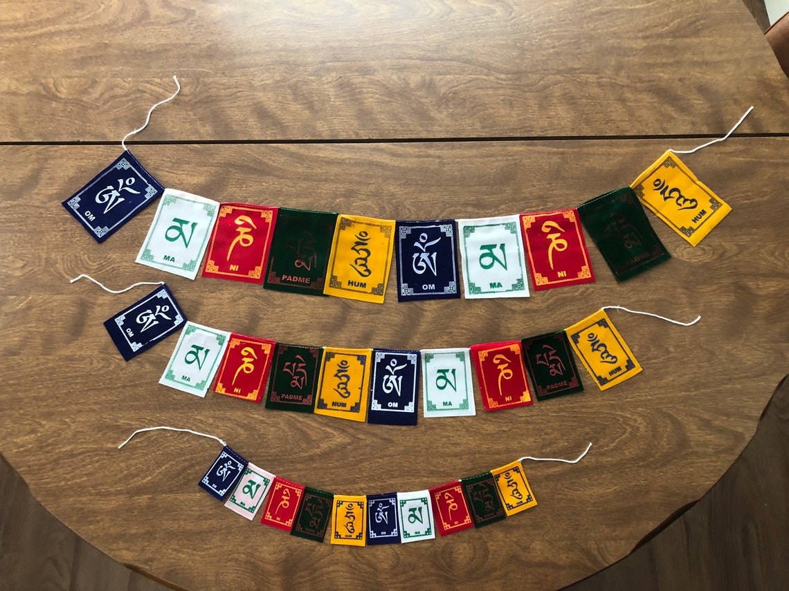 Om Mani Padme Hum VELVET Prayer Flag Tibetan Flags Nepal - Etsy Hong Kong