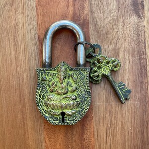 Gorgeous Small Lord Ganesh Antique/vintage Looking Padlock Gate Lock ...