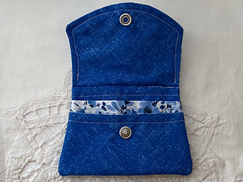 Blue Flowers Mini Wallet Hand Sewn Small Wallet Use for Small Purse ...