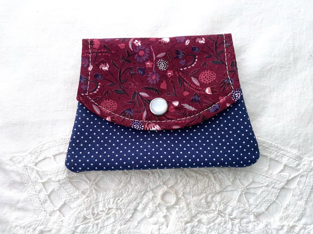 Wine and Navy Mini Wallet Hand Sewn Wallet Small Purse - Etsy