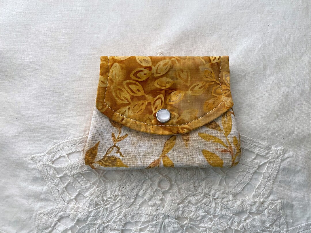 Gold Tones Batik Mini Wallet Handmade Wallet Hand Sewn Wallet Small ...