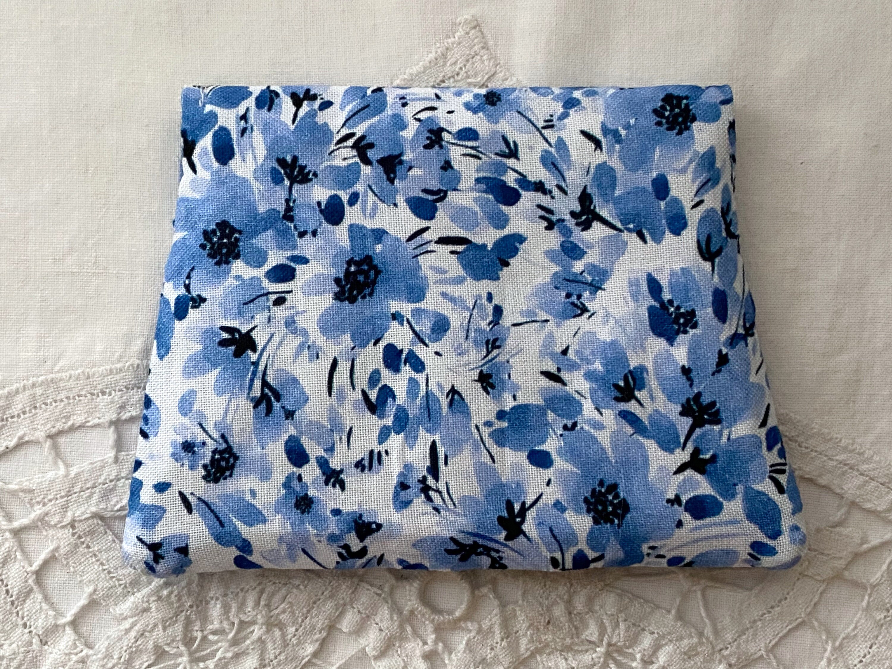 Blue Flowers Mini Wallet Hand Sewn Small Wallet Use for Small Purse ...
