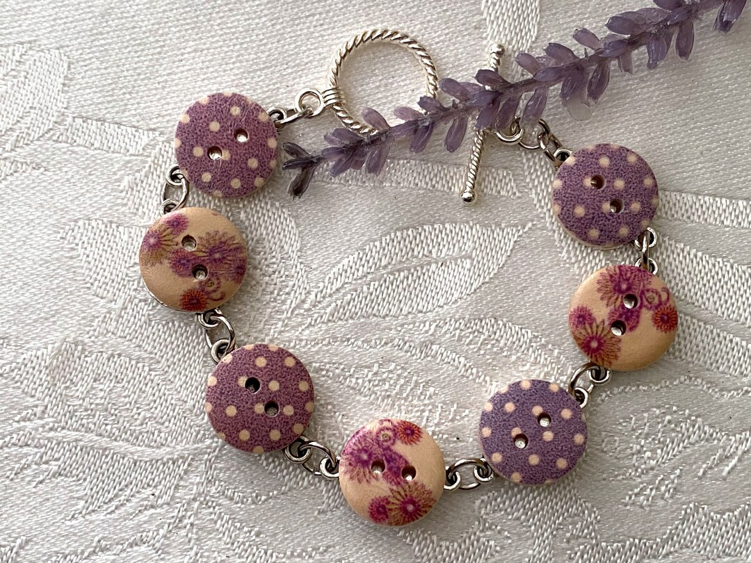 Handmade Button Bracelet Wooden Button Jewelry Painted - Etsy