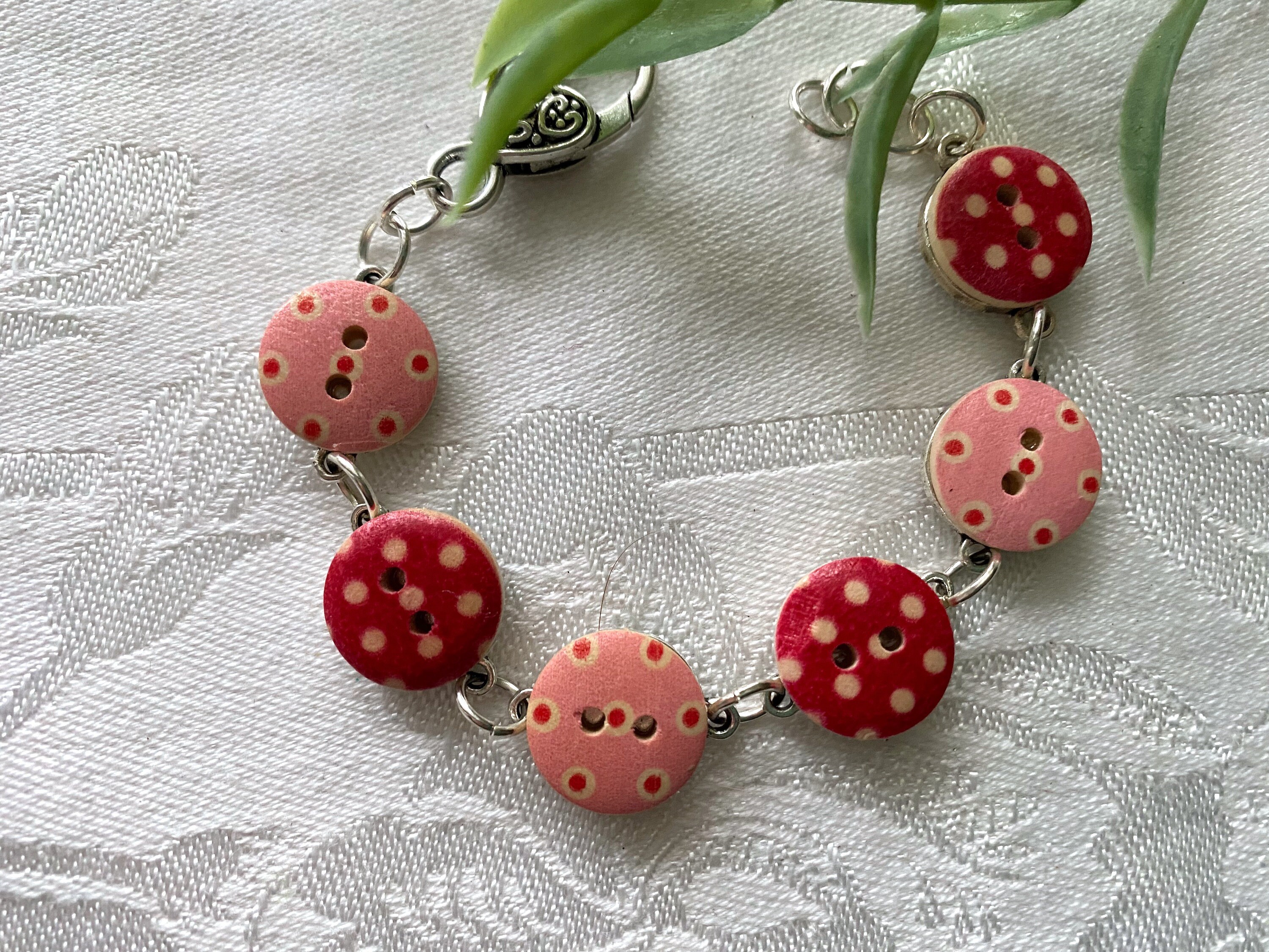 Handmade Button Bracelet Wooden Button Jewelry Painted Wooden Buttons ...
