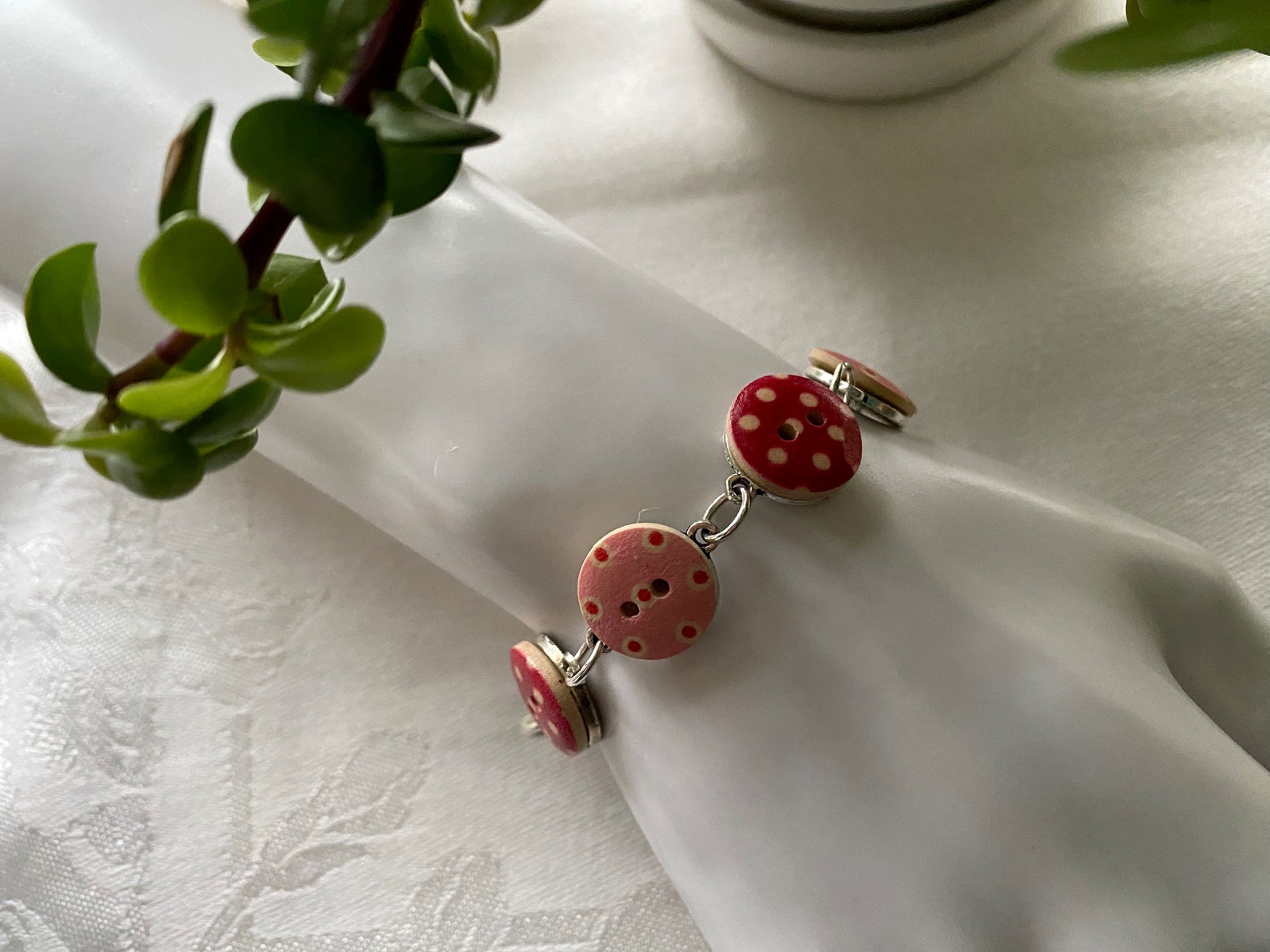 Handmade Button Bracelet Wooden Button Jewelry Painted Wooden Buttons ...