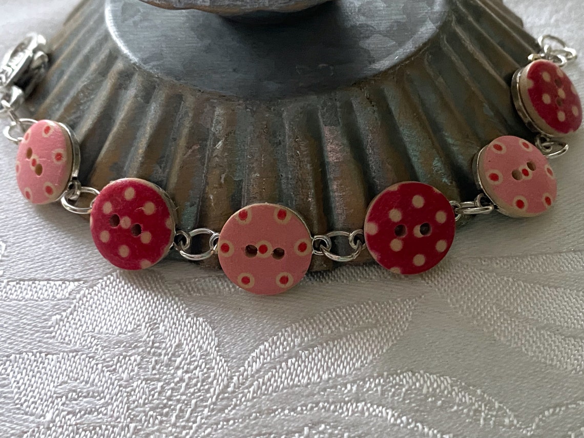 Handmade Button Bracelet Wooden Button Jewelry Painted Wooden Buttons ...