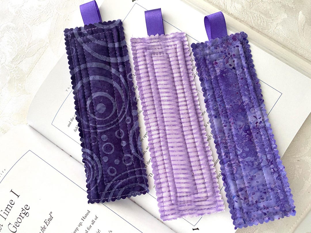 Quilted Fabric Bookmark ~ Purple Fabric Bookmarks ~ Hand Sewn ~ Reader ...