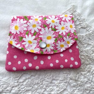 Hot Pink Daisy Mini Wallet Hand Sewn Small Wallet Use for Small Purse ...