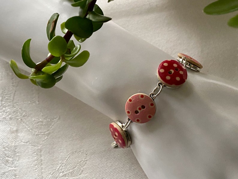 Handmade Button Bracelet Wooden Button Jewelry Painted Wooden Buttons ...