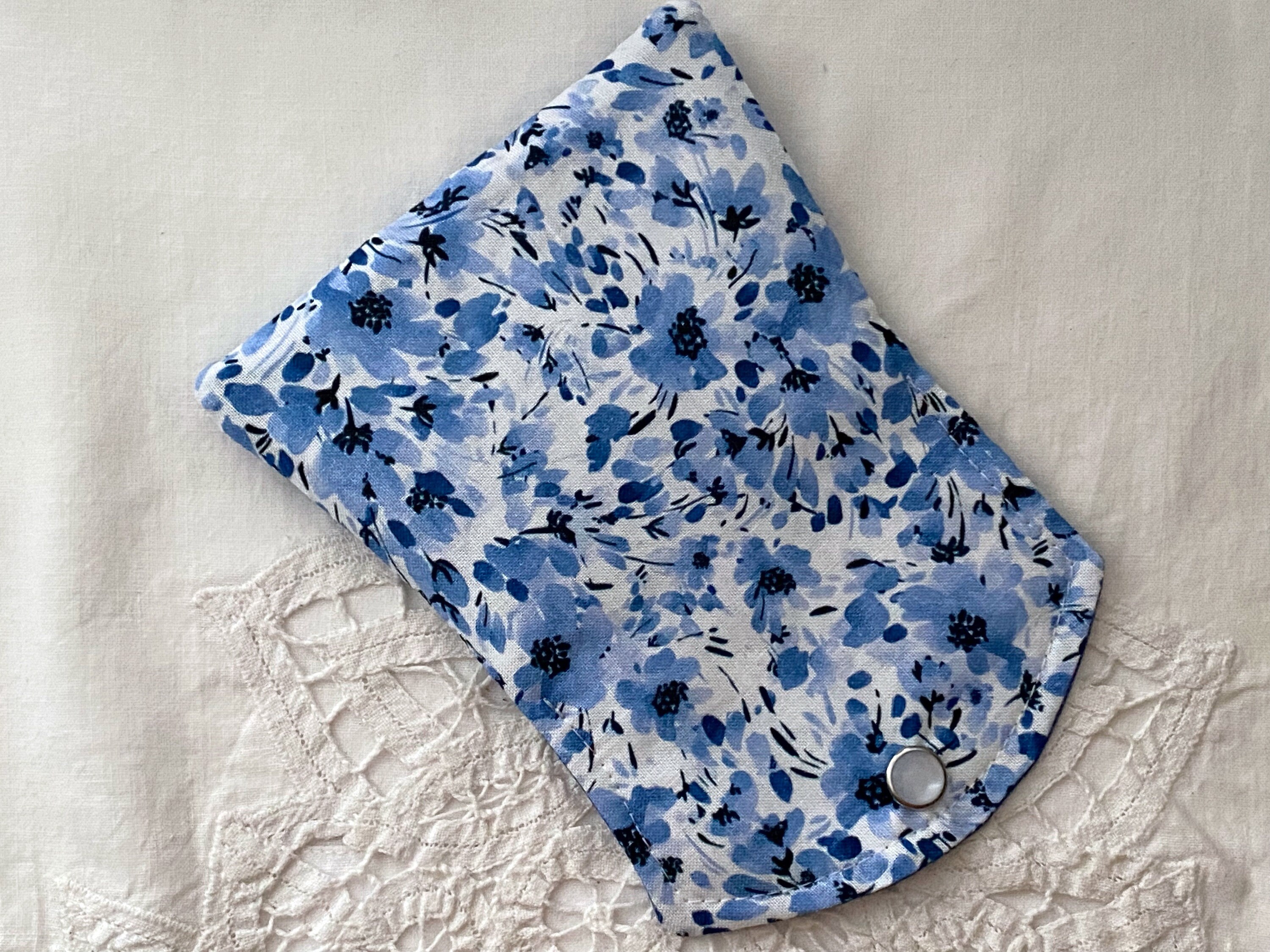 Blue Flowers Mini Wallet Hand Sewn Small Wallet Use for Small Purse ...