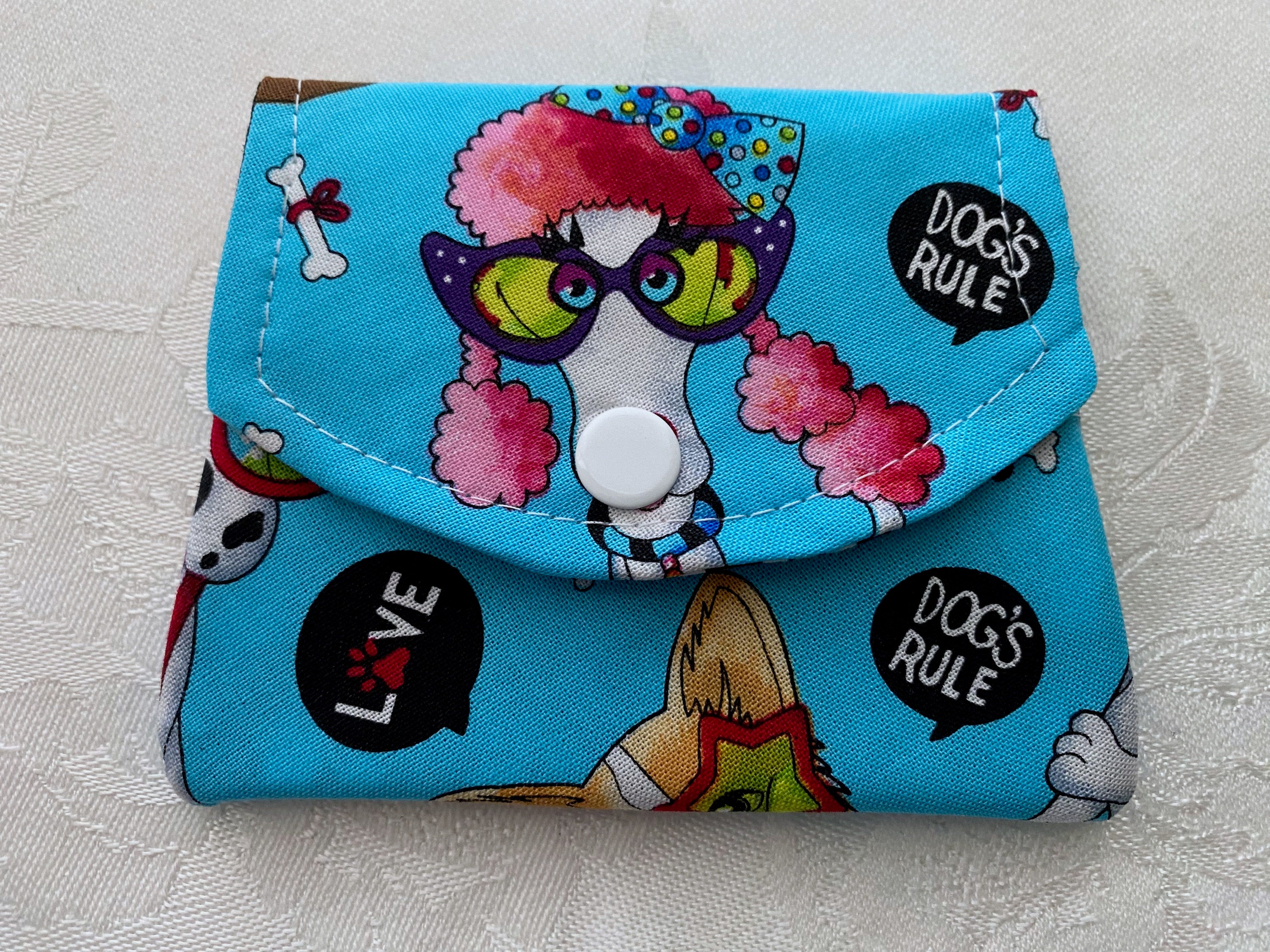 Pink Poodle Mini Wallet, Sunglass Dog Fabric, Gift Card Holder - Etsy