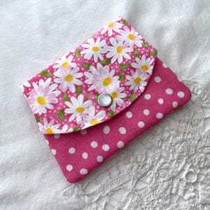 Hot Pink Daisy Mini Wallet Hand Sewn Small Wallet Use for Small Purse ...