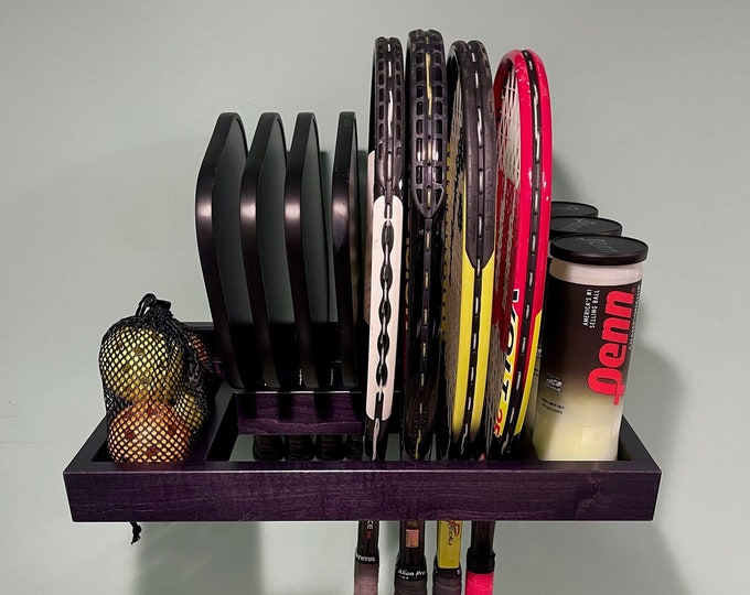 Tennis and Pickleball Wall Storage Rack Solid Wood Multiple Colors - Etsy