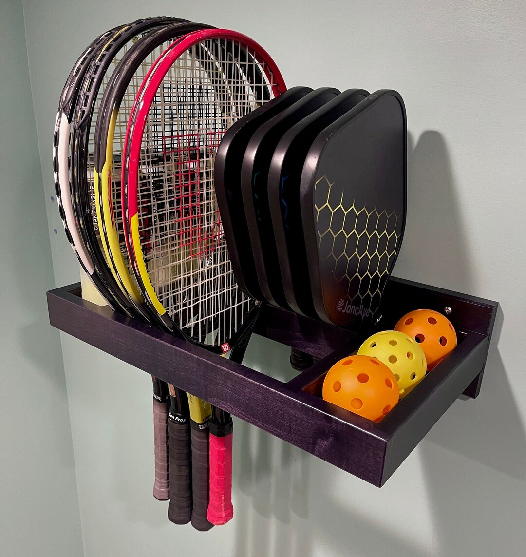 Tennis and Pickleball Wall Storage Rack Solid Wood Multiple Colors - Etsy