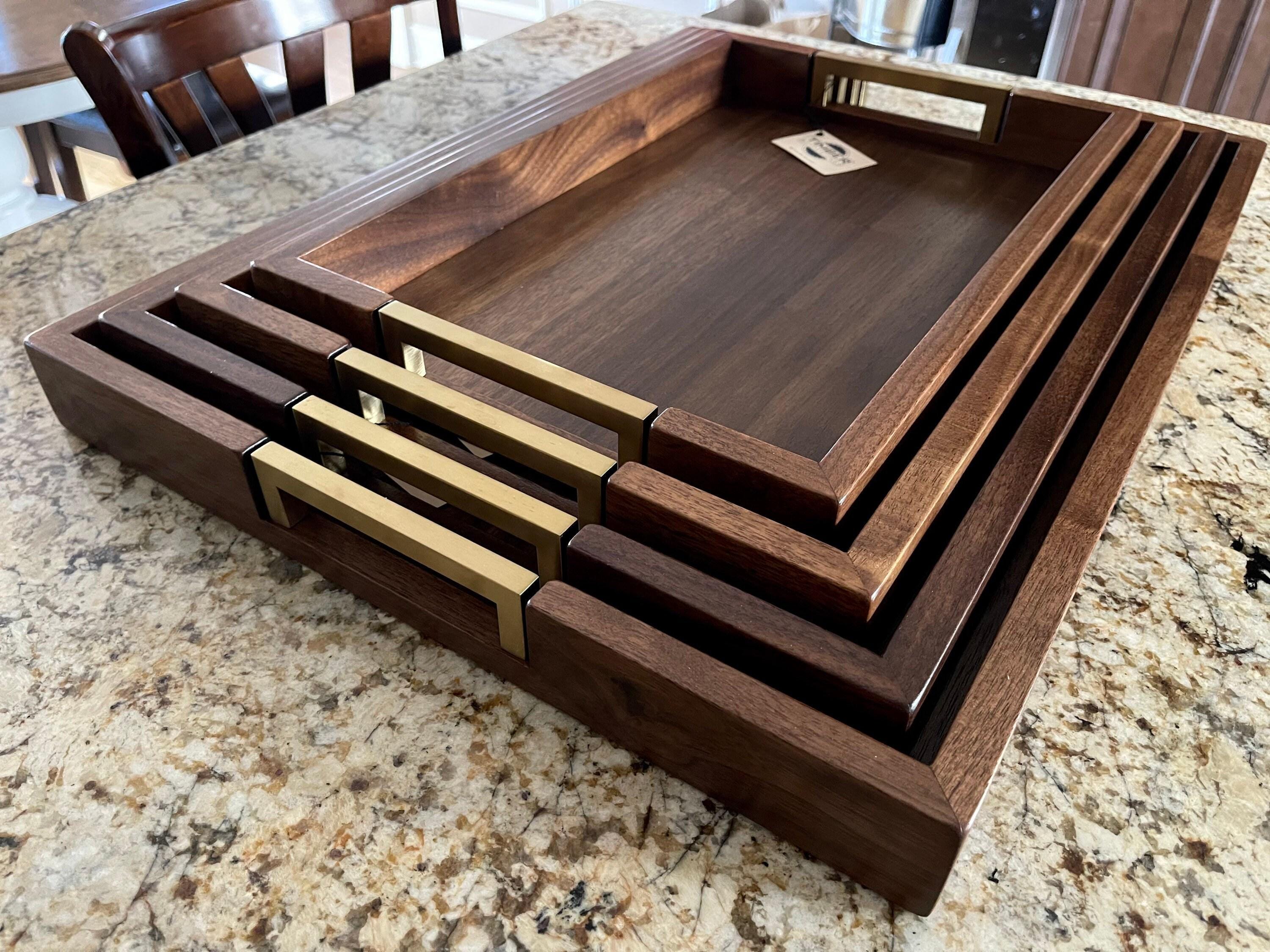 Ottoman Tray Large Modern Farmhouse Built in Flush Handles Real Walnut ...