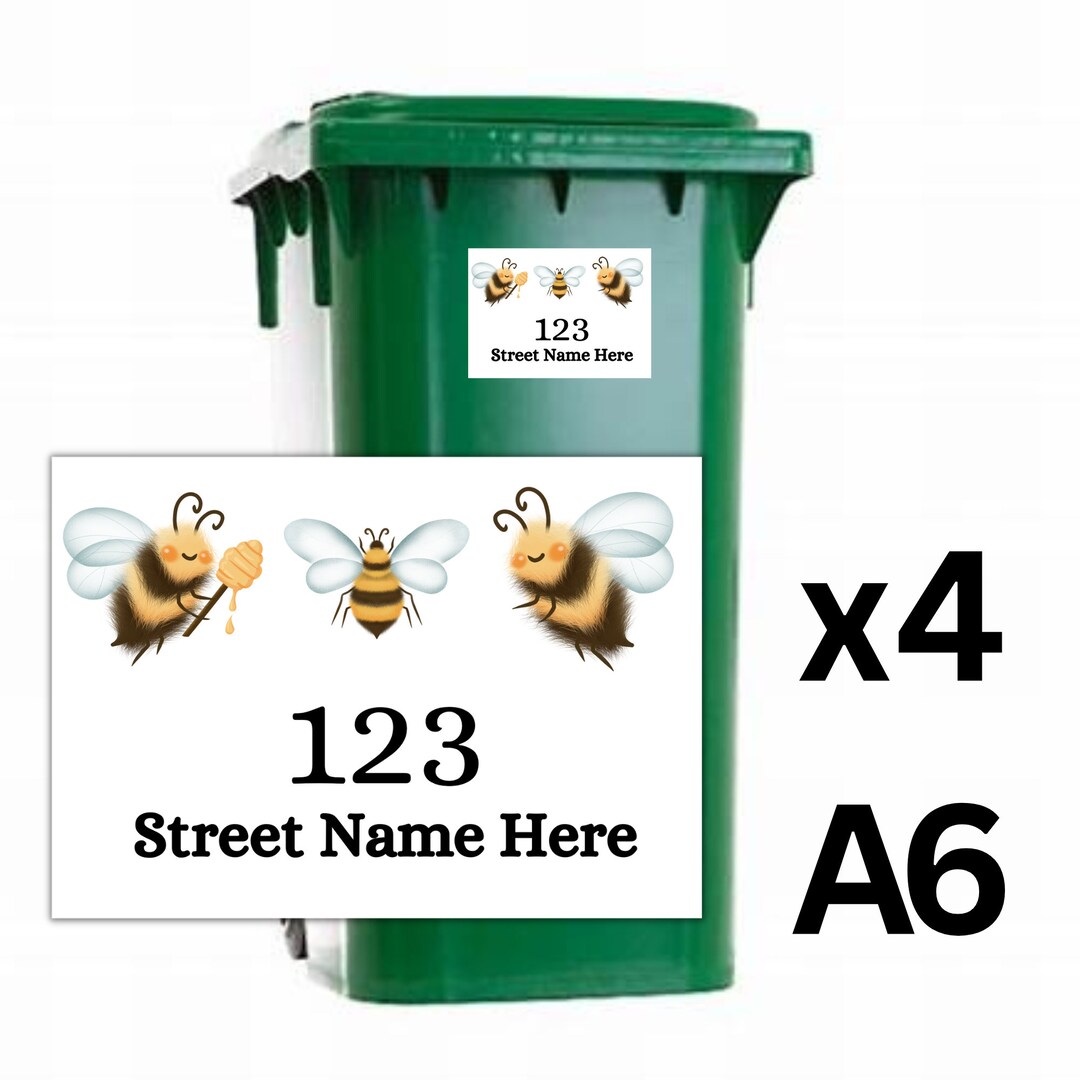 4 X Personalised Wheelie Bin Vinyl Stickers Garden Fun Bin - Etsy