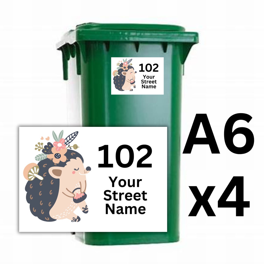 4 X Personalised Wheelie Bin Vinyl Stickers, Garden Fun Bin Stickers ...