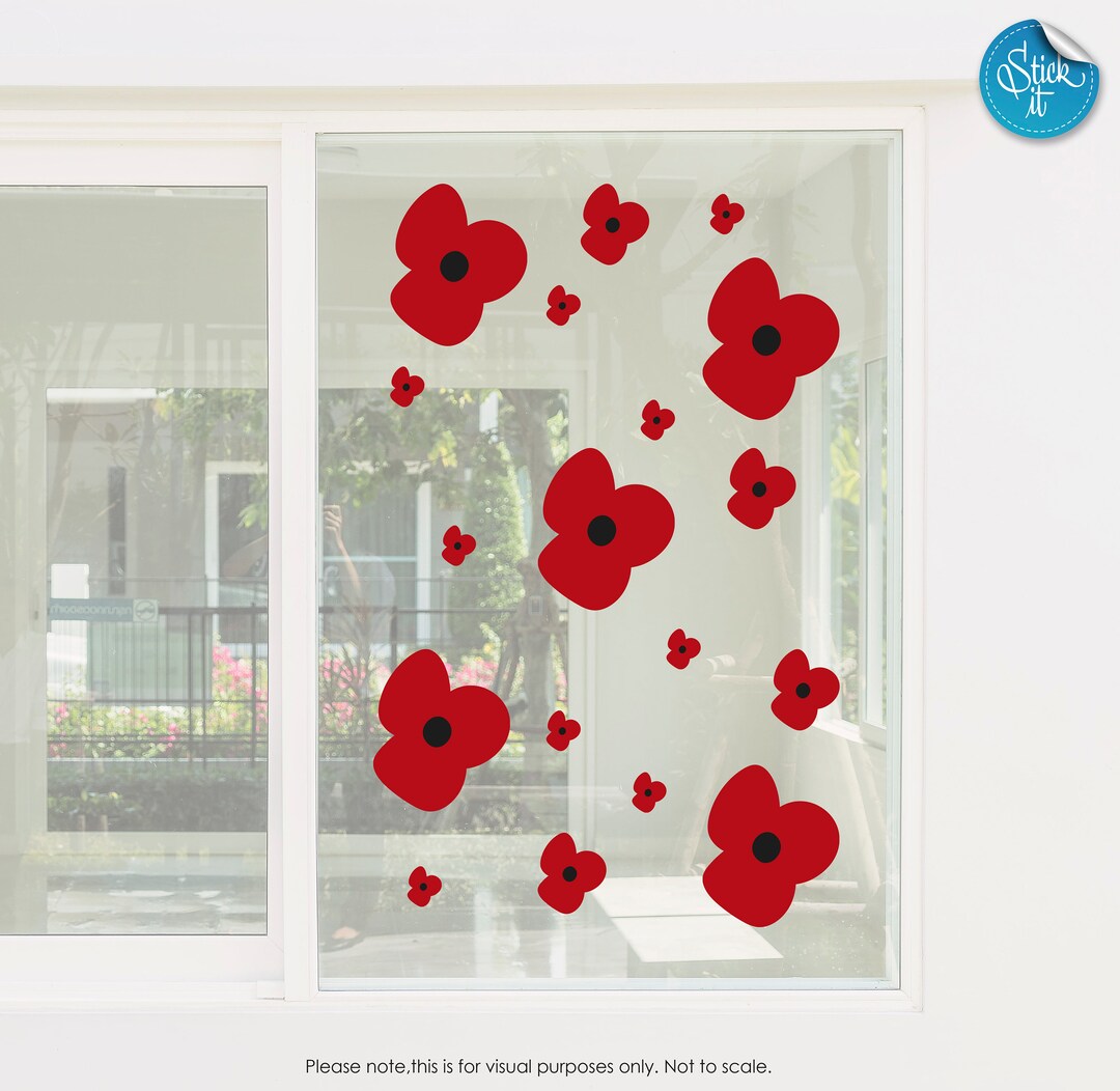 Vinyl Window Poppies, Window Decals LEST WE Forget-window Display ...