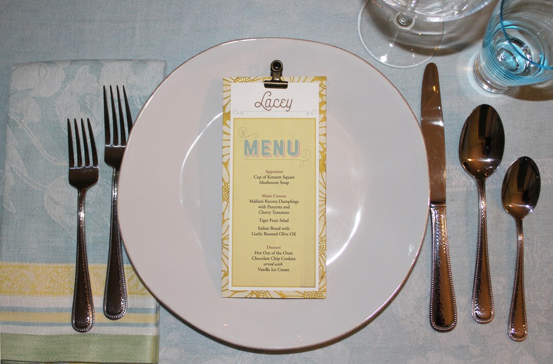 Set of Six Menu Place Cards on Floral Clipboard Backers - Daisy - Etsy