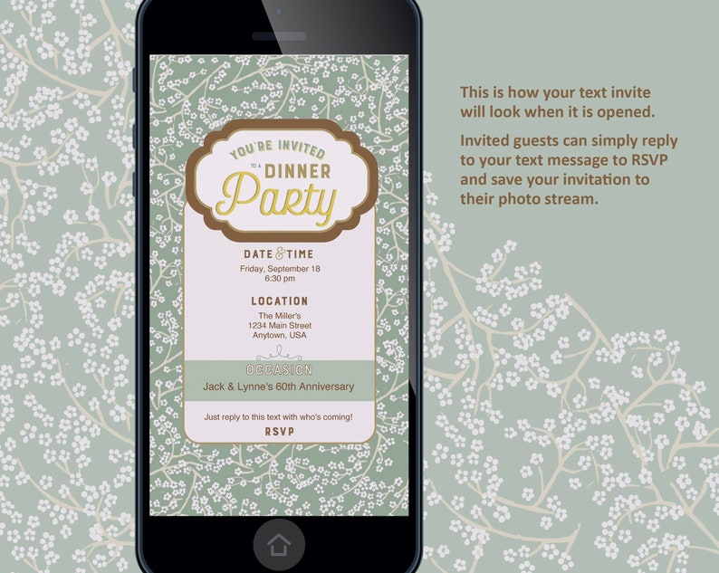 Dinner Party Text Message Invitation - Cherry Blossom - Etsy
