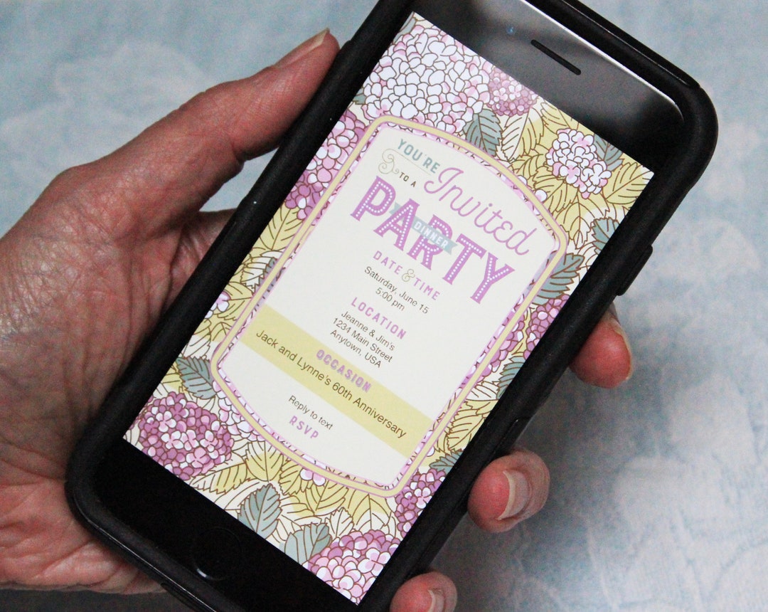 Dinner Party Text Message Invitation - Hydrangea - Etsy
