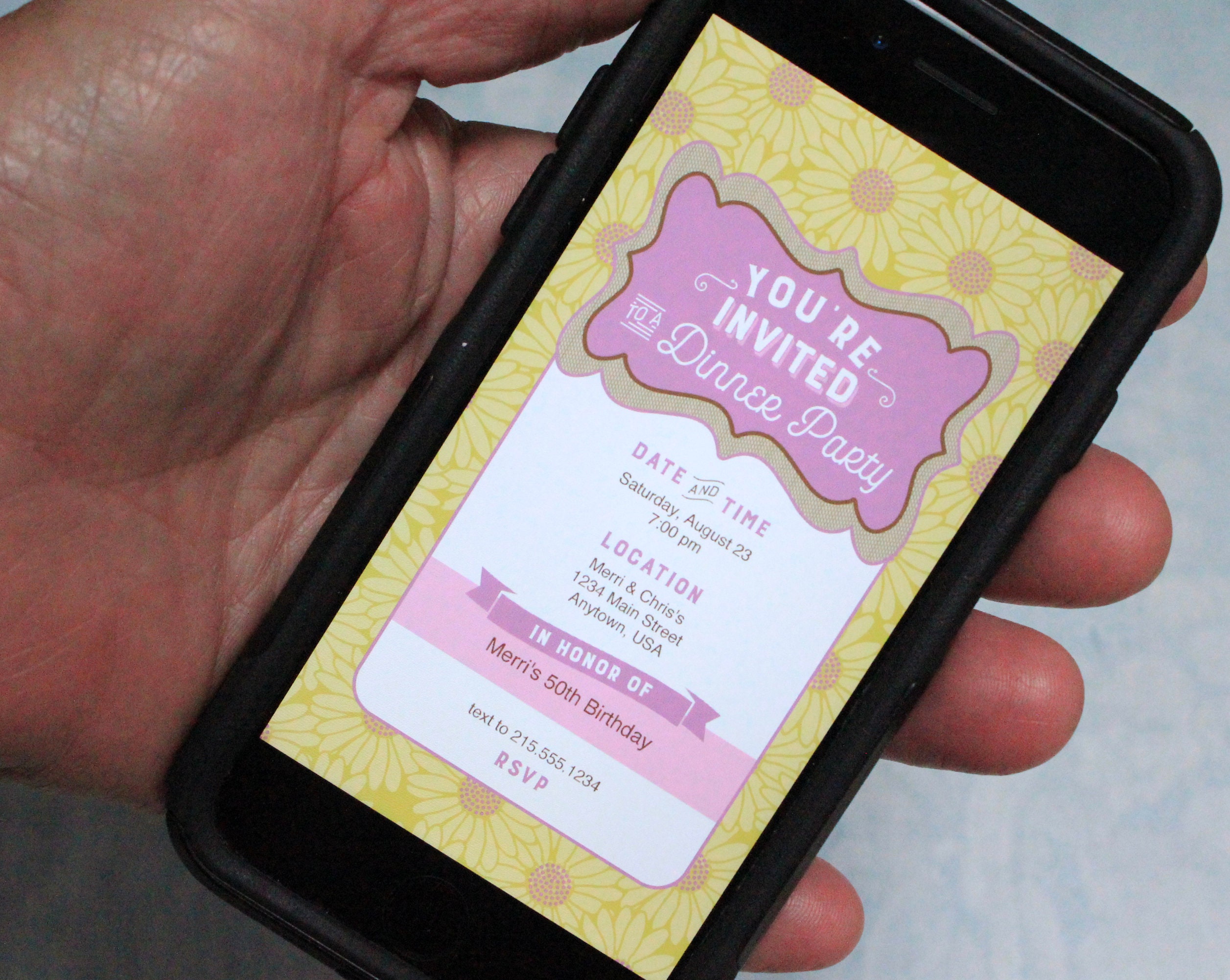 Dinner Party Text Message Invitation Daisy - Etsy