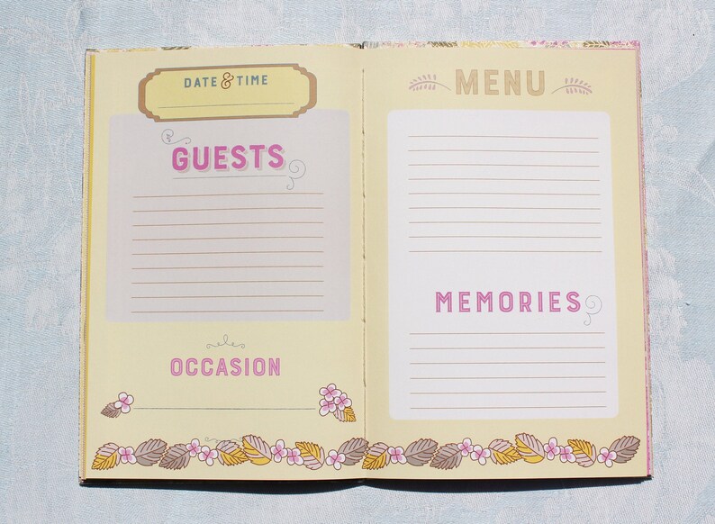 Journal de menu avec couverture d’Hydrangea, journal d’hôtesse, cadeau ...