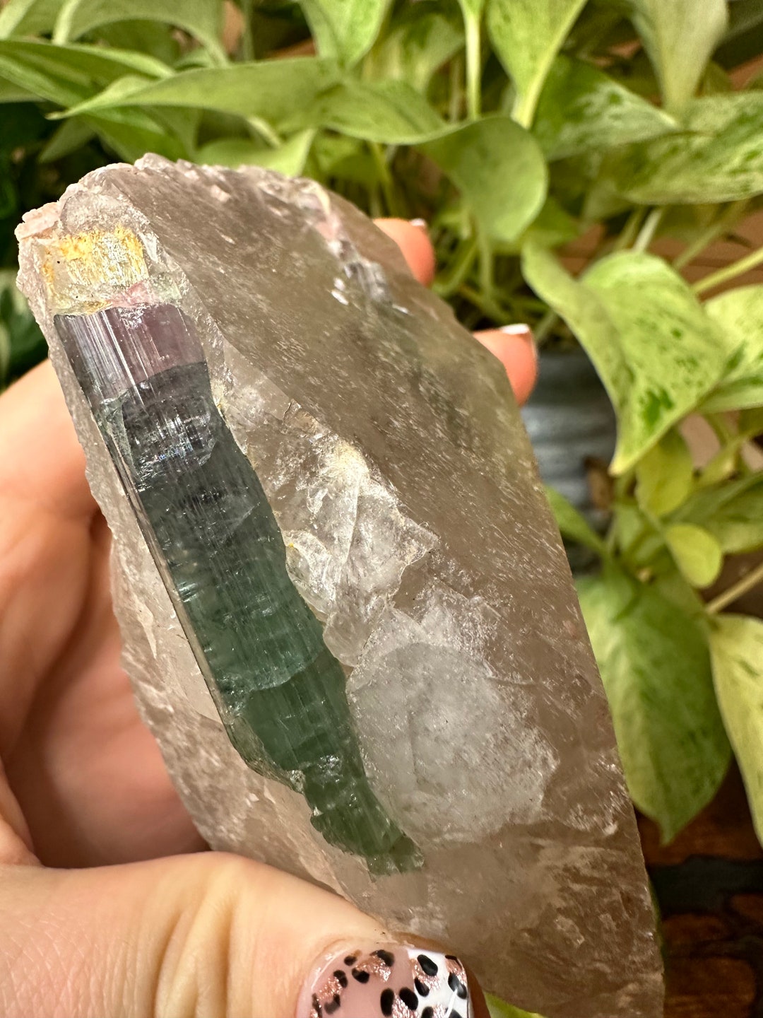 Watermelon Tourmaline in Quartz: Heart Chakra Crystal, Reiki Charged - Etsy
