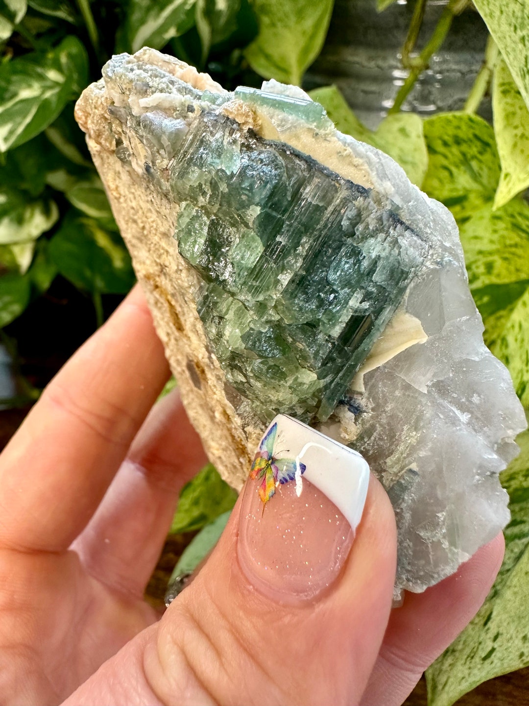Watermelon Tourmaline in Quartz: Heart Chakra Crystal (7.8oz) - Etsy