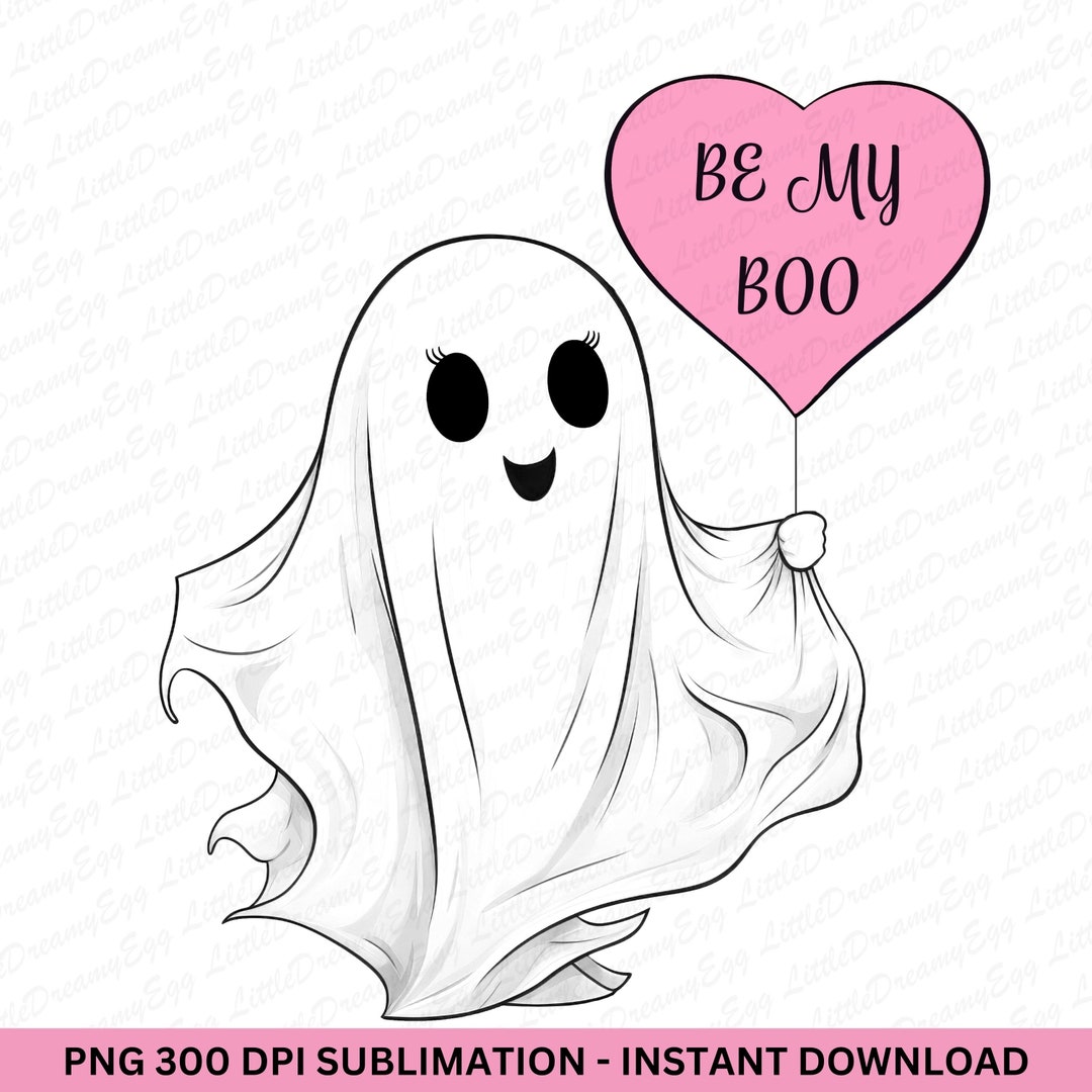 Valentines Ghost Png, Be My Boo Png, Ghost With Heart Balloon, Cute ...