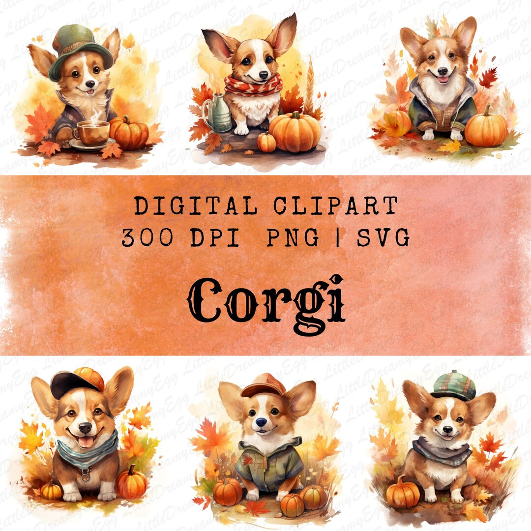 Top 10 Dog Breed: Cute Corgi Bundle PNG, Autumn Vibe Sublimation, Fall ...