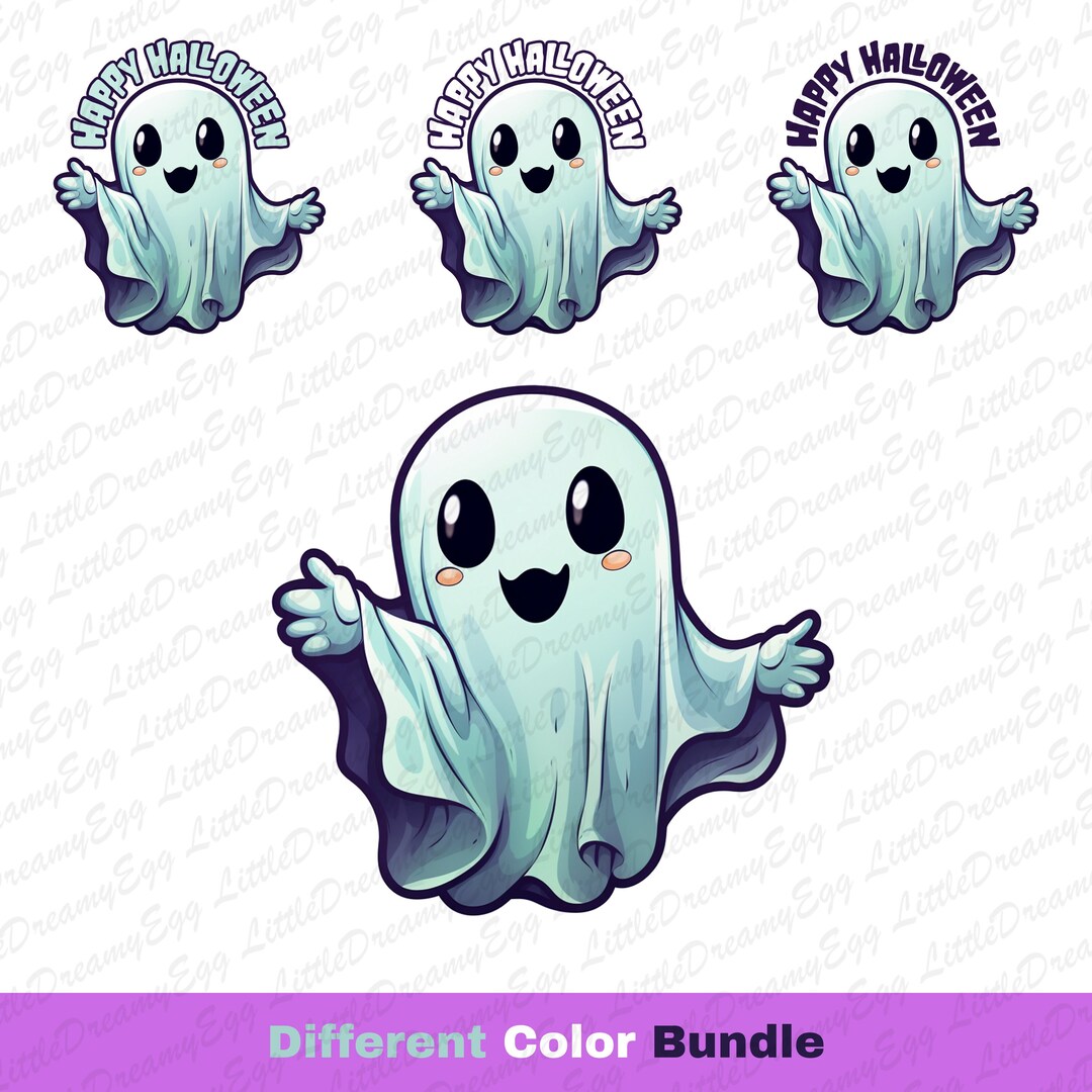 Color Bundle Set, Cute Blue Ghost, Halloween PNG SVG PDF, Sublimation ...