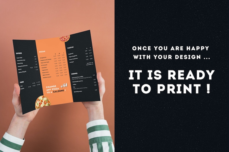 Food Menu Canva Template | Editable Tri-fold Brochure | Restaurant Menu ...