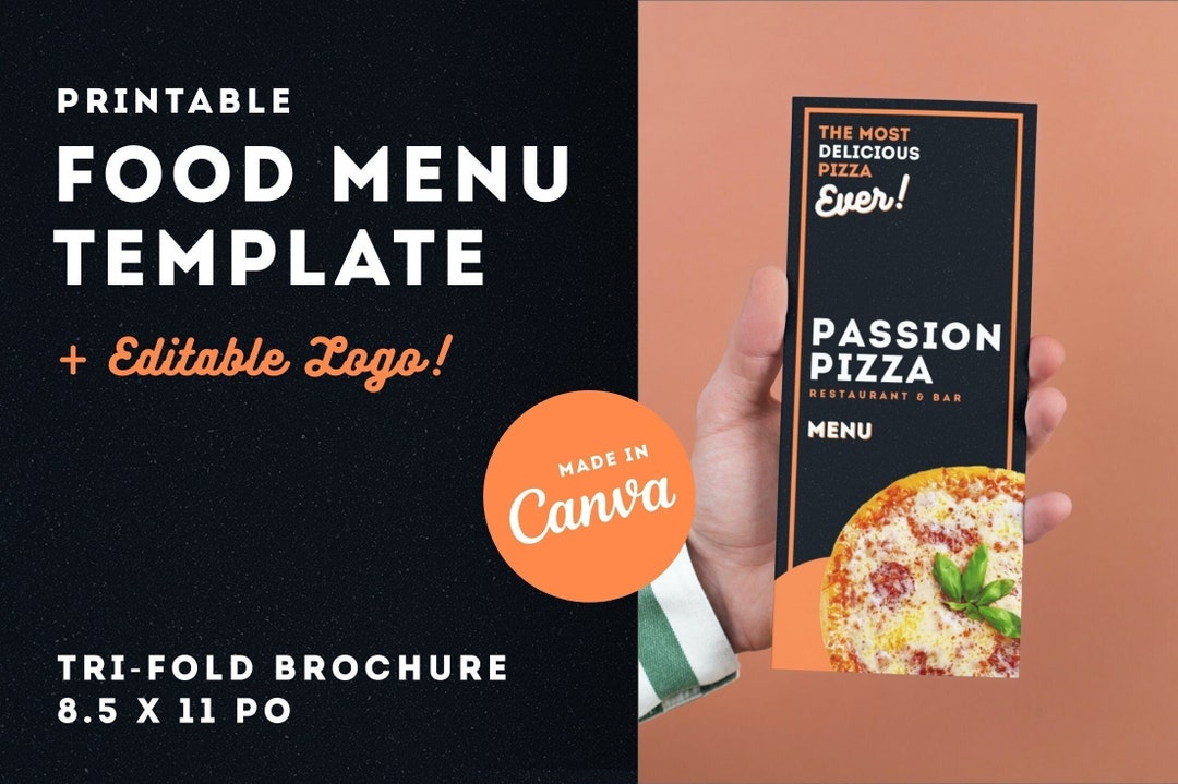 Food Menu Canva Template | Editable Tri-fold Brochure | Restaurant Menu ...