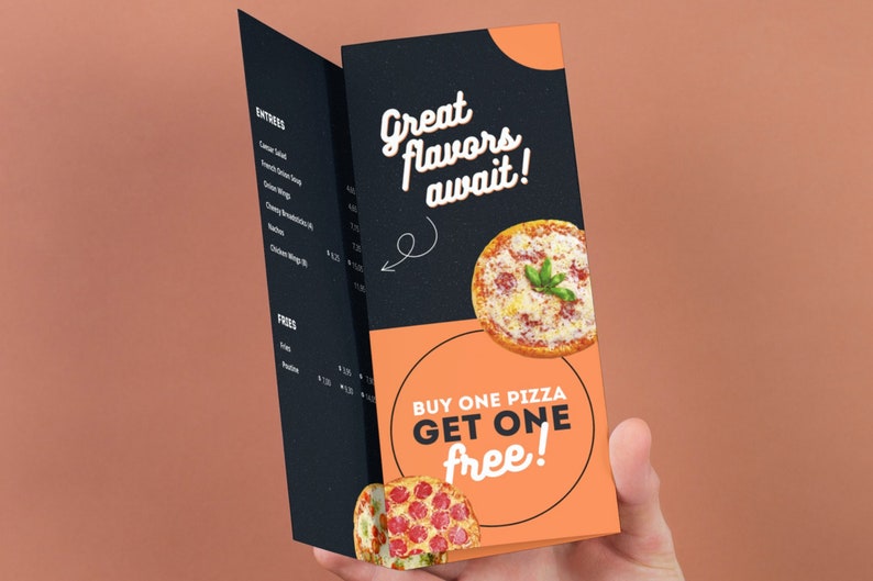 Food Menu Canva Template | Editable Tri-fold Brochure | Restaurant Menu ...