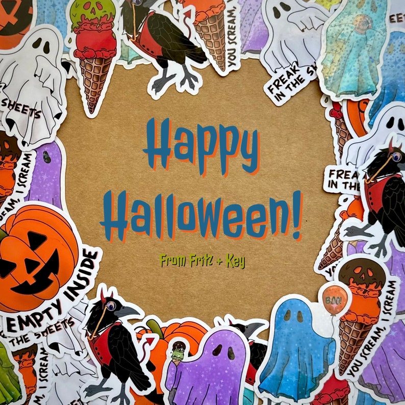 Spooky Sparkly Spirits Ghost Halloween Sticker - Etsy