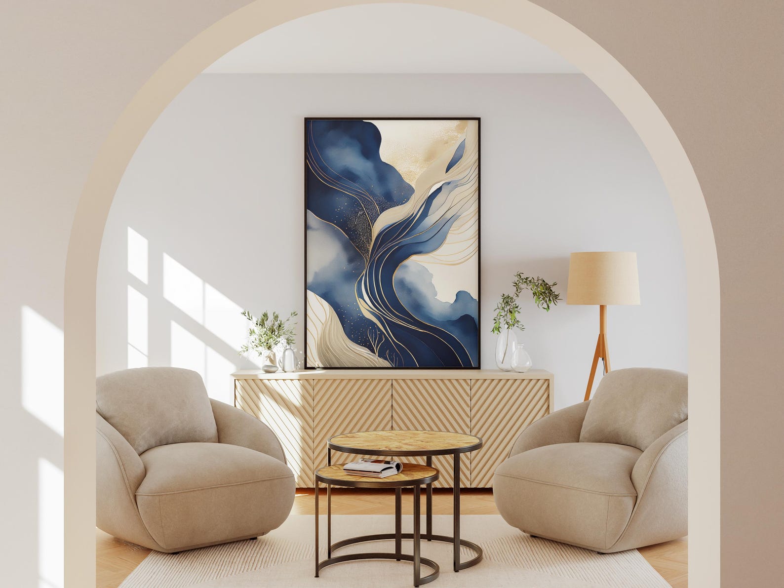 7- Navy Nightfall – Dark Blue Abstract Watercolor Art | Minimalist ...